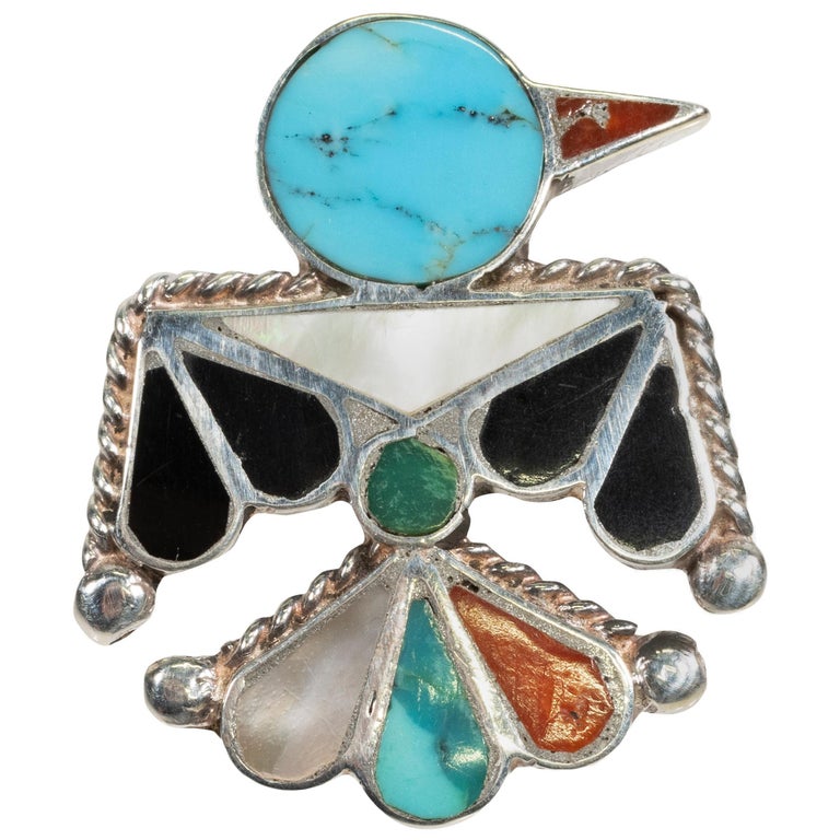 Zuni Thunderbird Turquoise and Sterling For Sale at 1stDibs