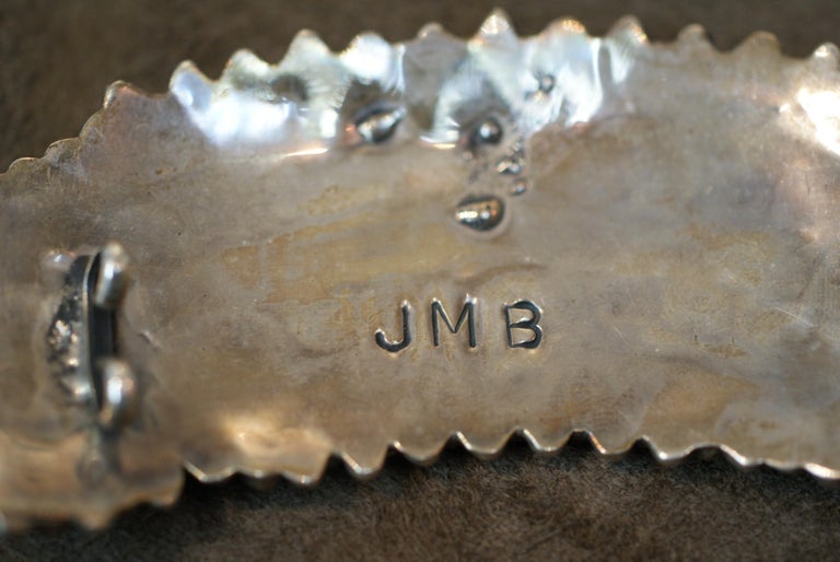 Zuni Turquoise and Silver Petit Point Hair Barrette at 1stDibs