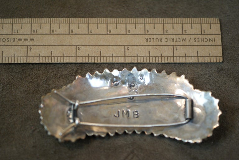 Zuni Turquoise and Silver Petit Point Hair Barrette at 1stDibs