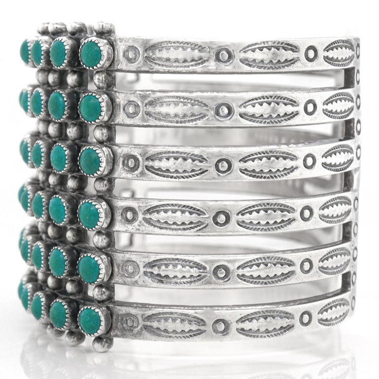 Zuni Turquoise and Sterling Cuff at 1stDibs