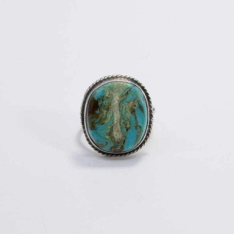 Zuni Turquoise Sterling Silver Statement Native American Ring at ...