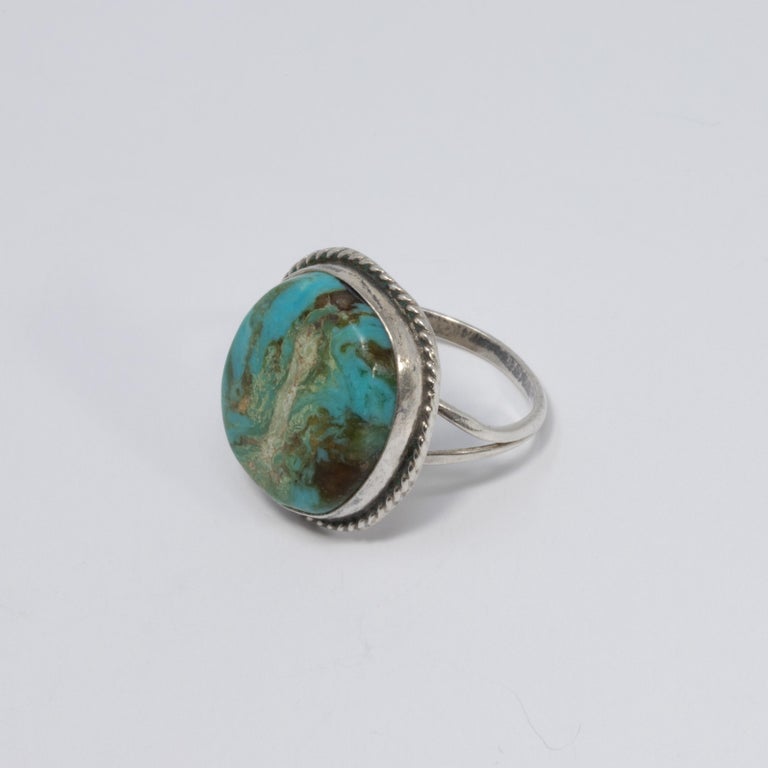 Zuni Turquoise Sterling Silver Statement Native American Ring at ...