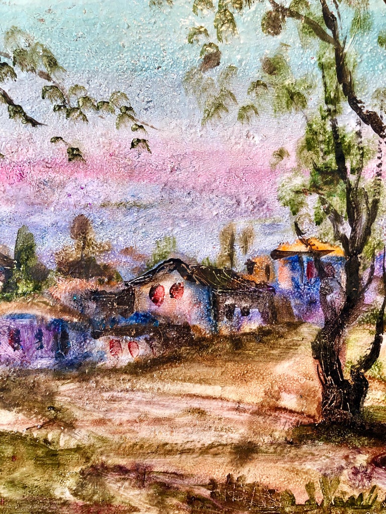 Zvi Raphaeli - Israel Kibbutz Village Jerusalem Hills Judaica Oil ...