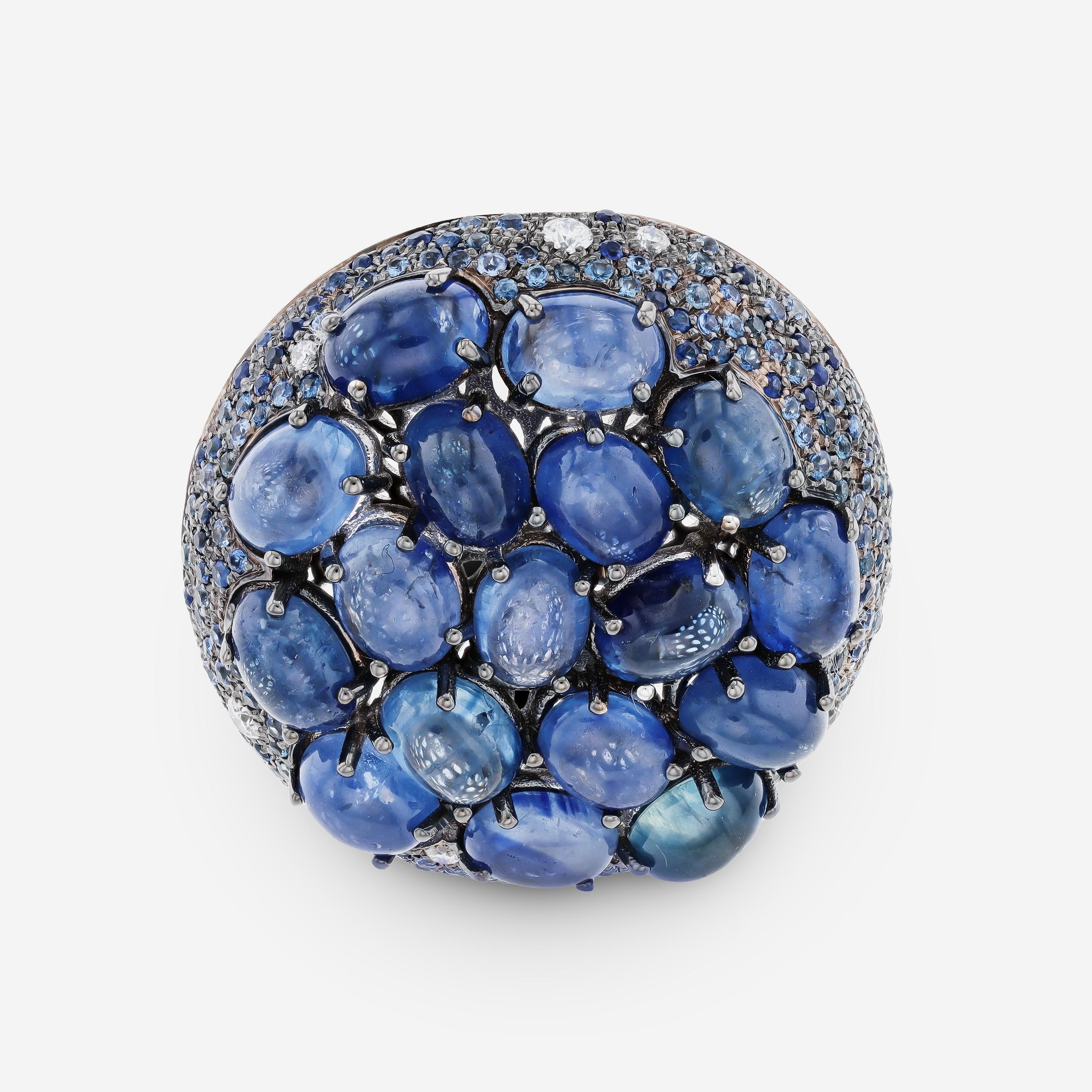 Zydo 18K White Gold, Sapphire and Diamond Ring sz 6.75 For Sale at 1stDibs