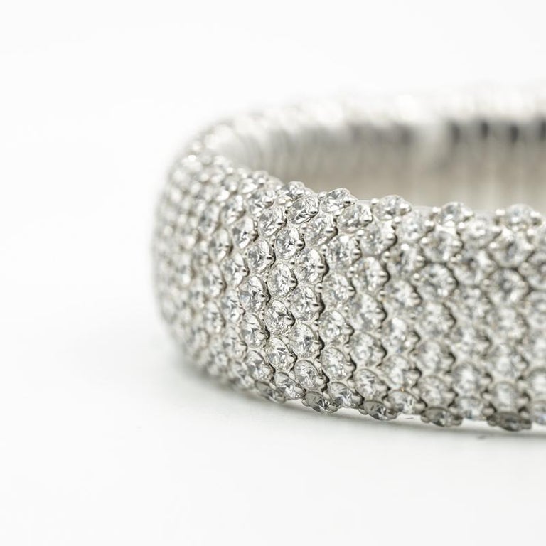 Zydo 18K White Gold Stretch Bracelet Diamond Pave 19.36TW For Sale at ...