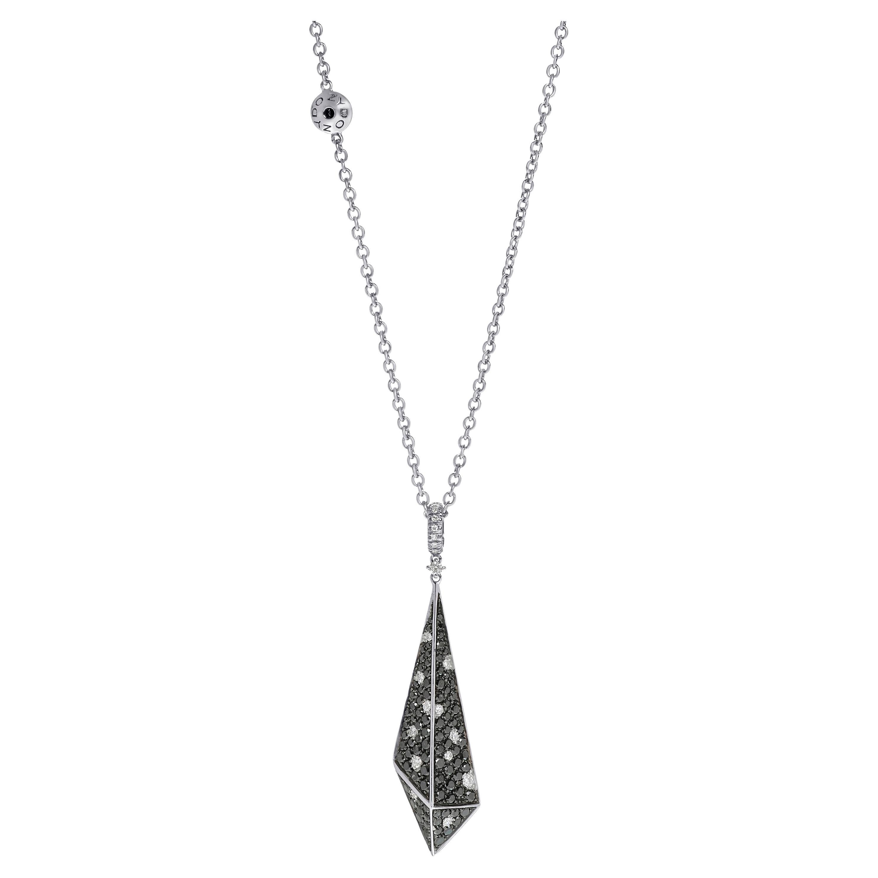 Zydo 18k White Gold, White and Black Diamond Pendant Necklace For Sale ...