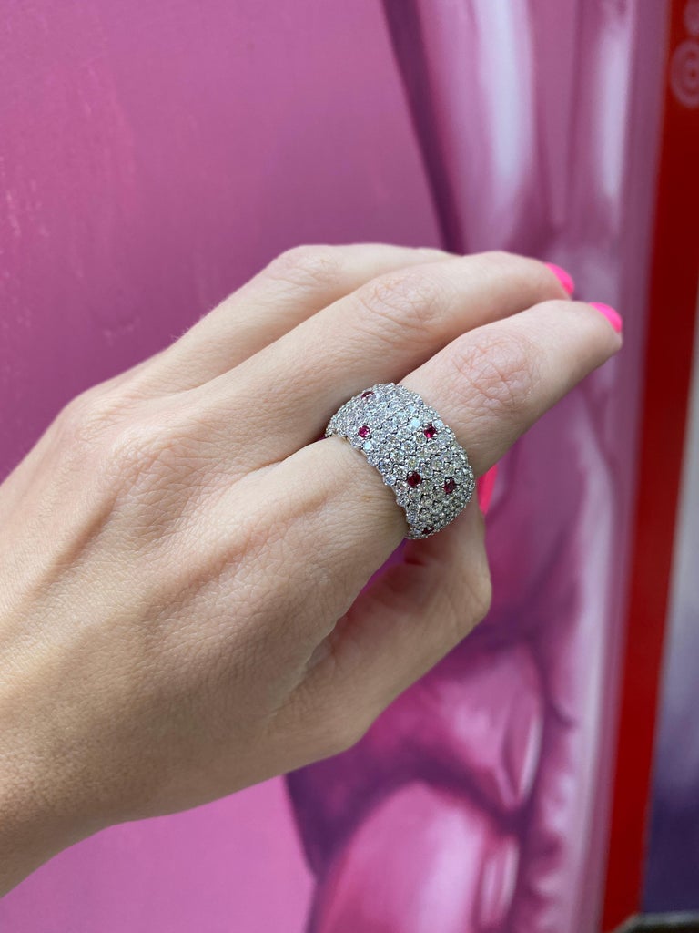 Zydo 5.85ctw Round Diamond and 0.41ctw Round Ruby 18k White Gold ...