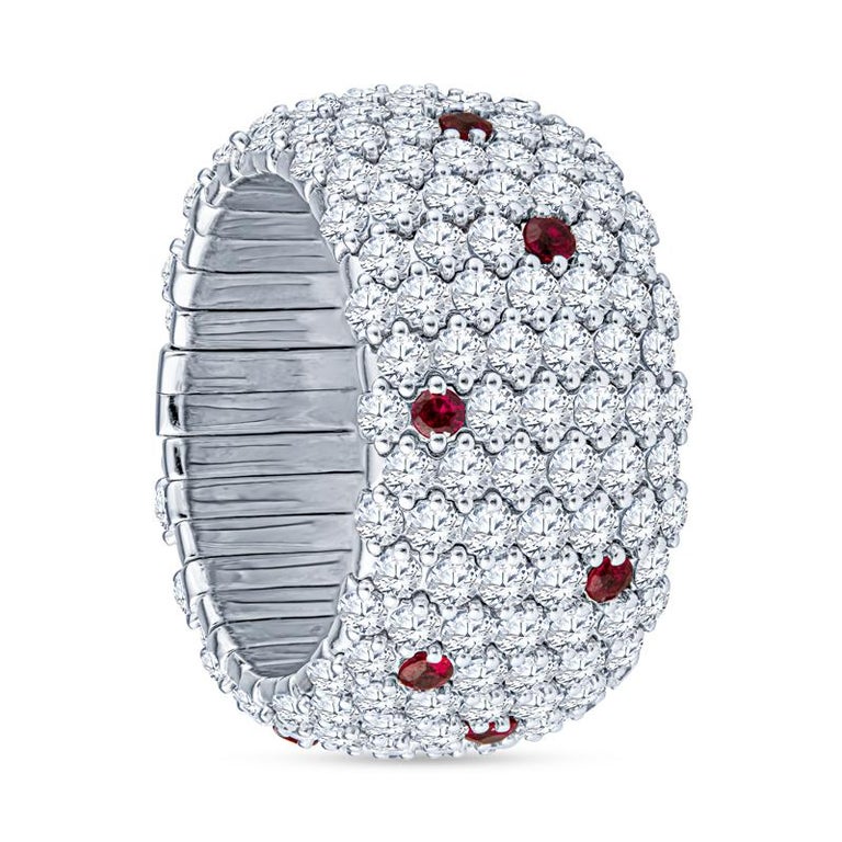Zydo 5.85ctw Round Diamond and 0.41ctw Round Ruby 18k White Gold ...
