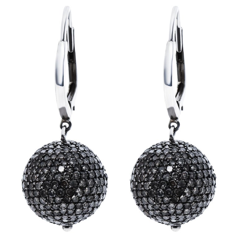 Zydo Sterling Silver, Grey Diamond Drop Earrings For Sale at 1stDibs