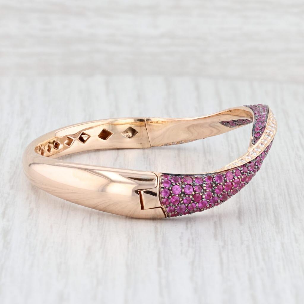 Zydo Zybert 5.50ctw Pink Sapphire Diamond Bangle Bracelet 18k Rose Gold ...